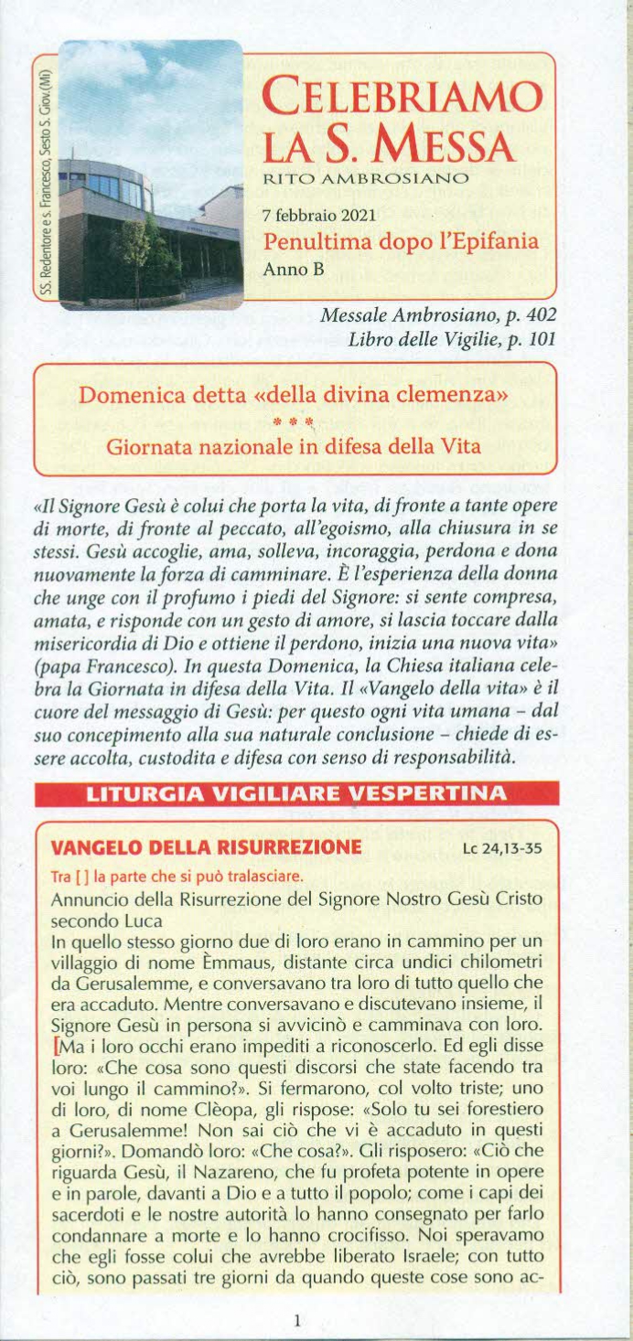 Testi della S. Messa: Penultima Domenica dopo l'Epifania - Comunità ... Testi della S. Messa: Penultima Domenica dopo l'Epifania - Comunità ...
